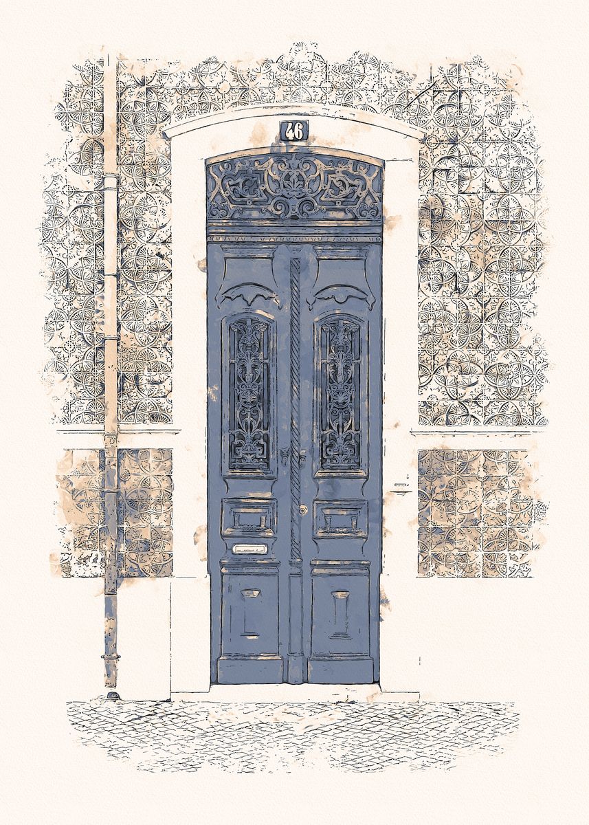 'Vintage Blue European Doorway' Poster, picture, metal print, paint by ...