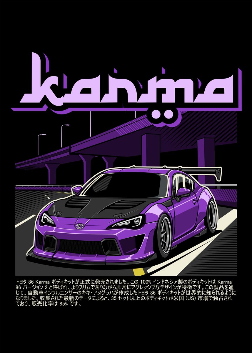 'Purple Toyota 86 Karma Body Kit' Poster, picture, metal print, paint ...