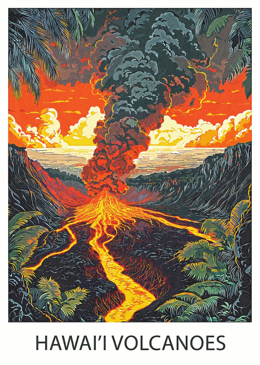 'Hawaii Volcanoes Art Print' Poster, picture, metal print, paint by oconkath | Displate