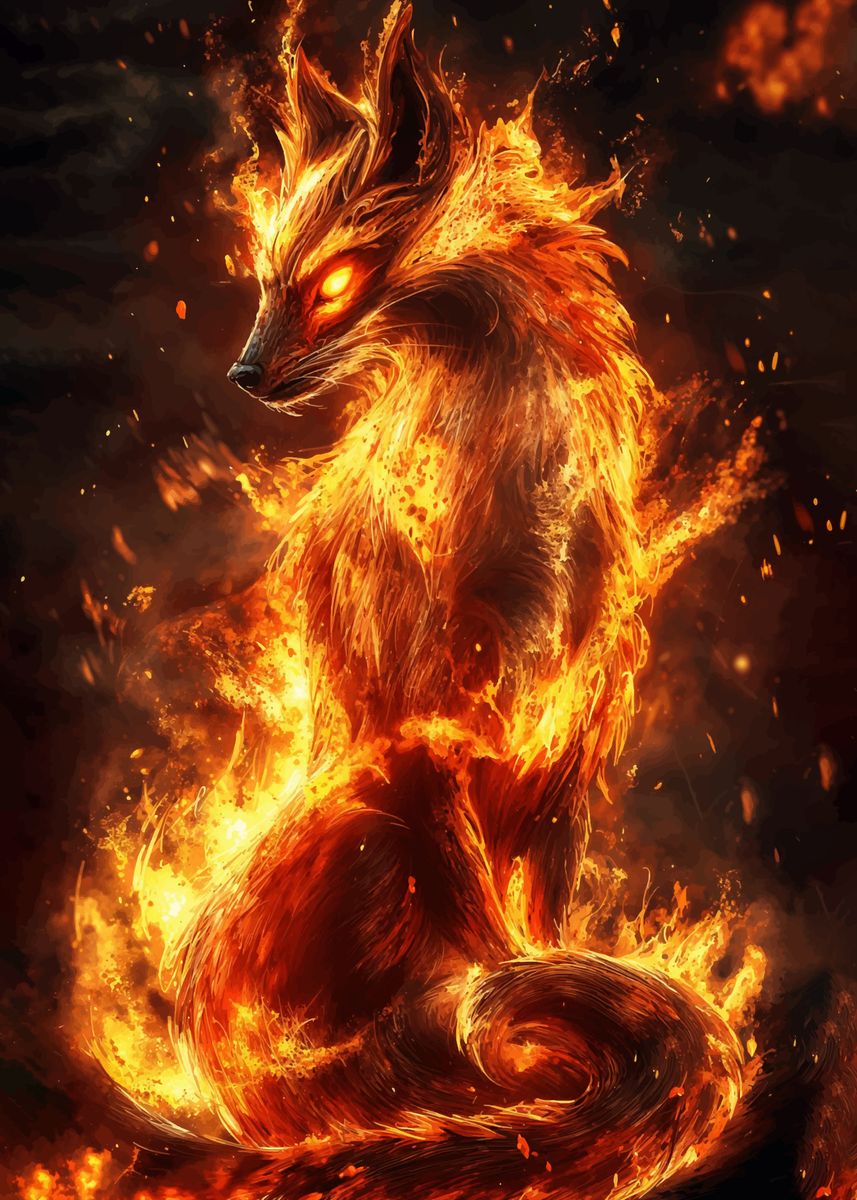'Fiery Fox' Poster, picture, metal print, paint by Loves Poster | Displate