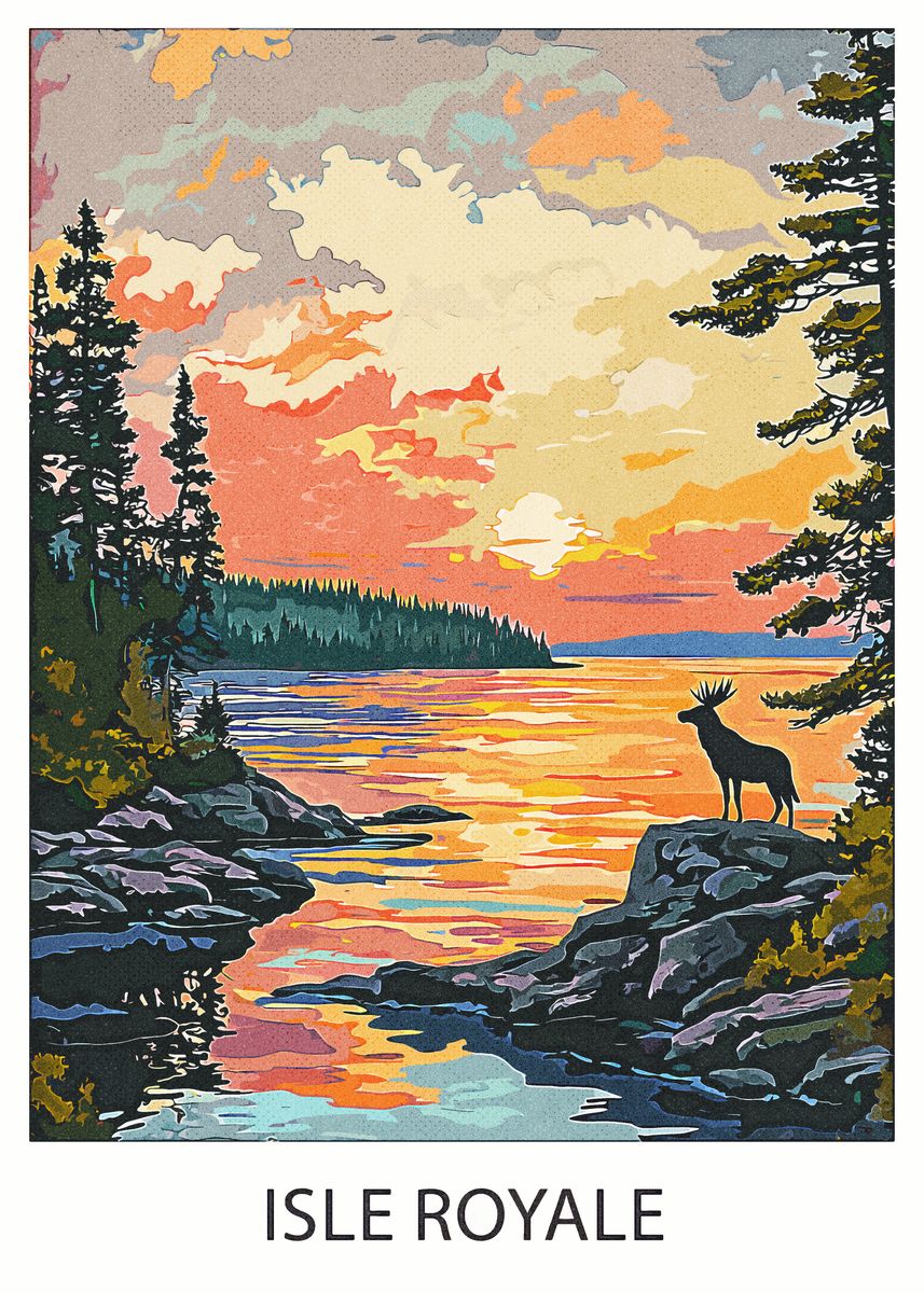 'Isle Royale Sunset' Poster, picture, metal print, paint by oconkath ...