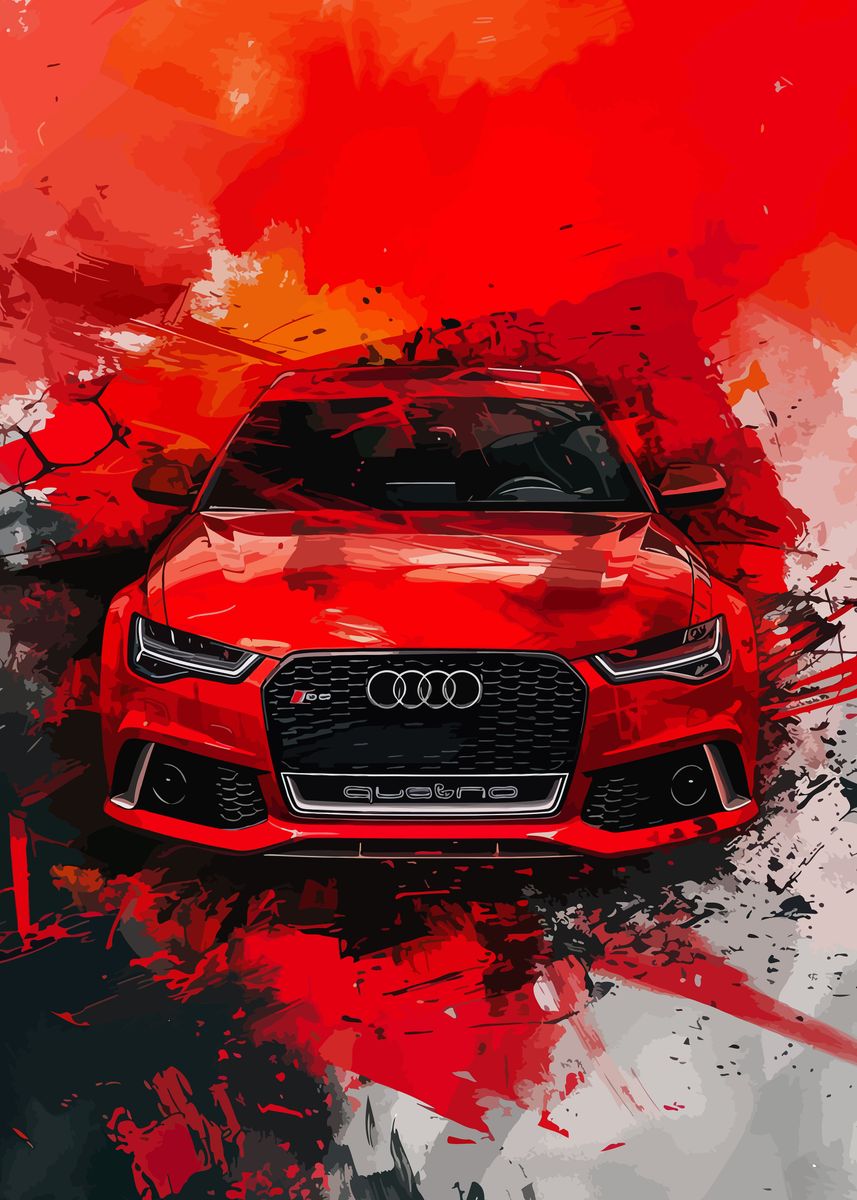 'Red Audi RS6 Avant' Poster, picture, metal print, paint by Cars ...