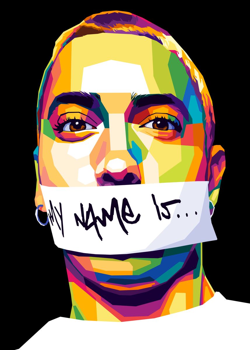 'Eminem Pop Art Portrait' Poster, picture, metal print, paint by Siksis ...