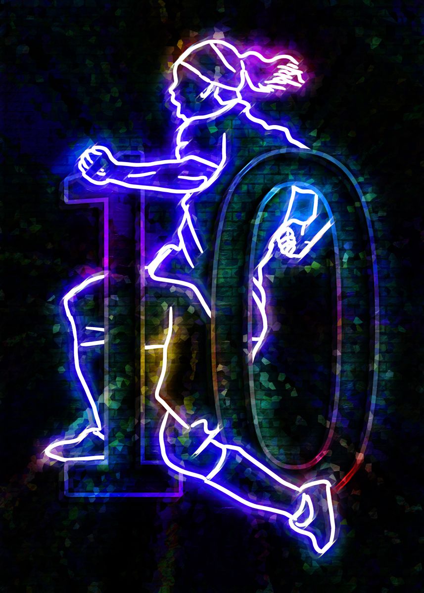'Neon Athlete Number 10' Poster, picture, metal print, paint by Izmo ...