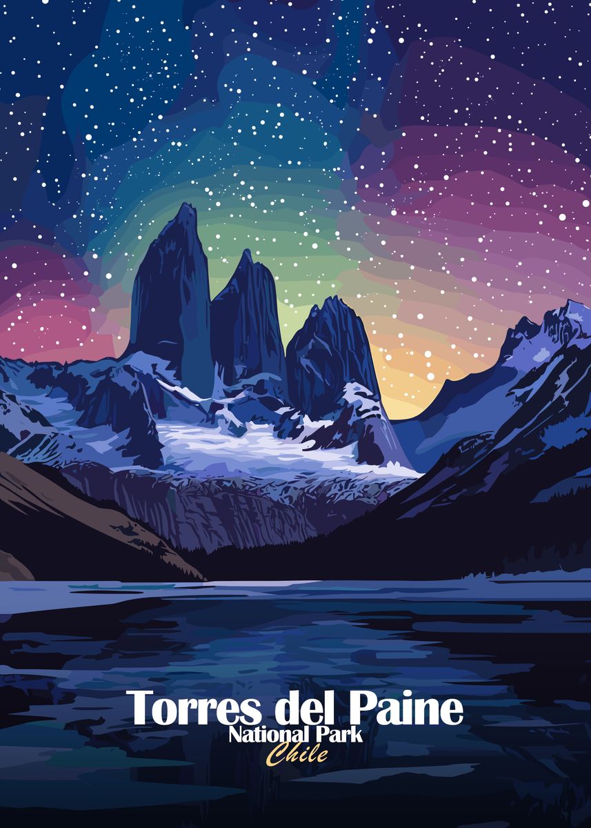 'Torres del Paine National Park' Poster, picture, metal print, paint by ...
