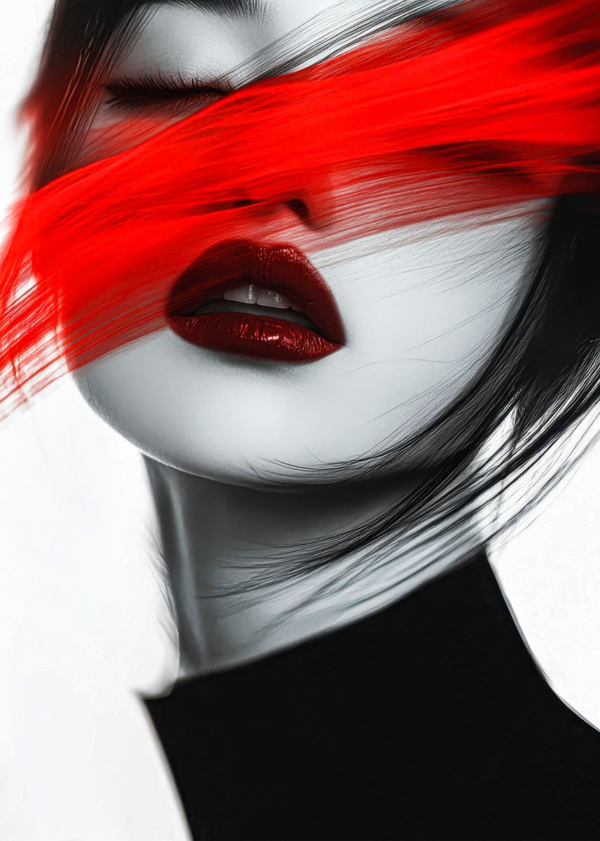 'Red Swirl Portrait' Poster, picture, metal print, paint by Abel Brata ...