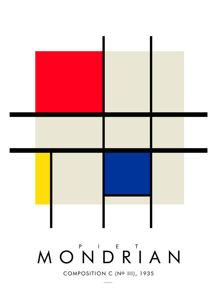 'Mondrian Comp C3' Poster, picture, metal print, paint by POP ART WORLD ...