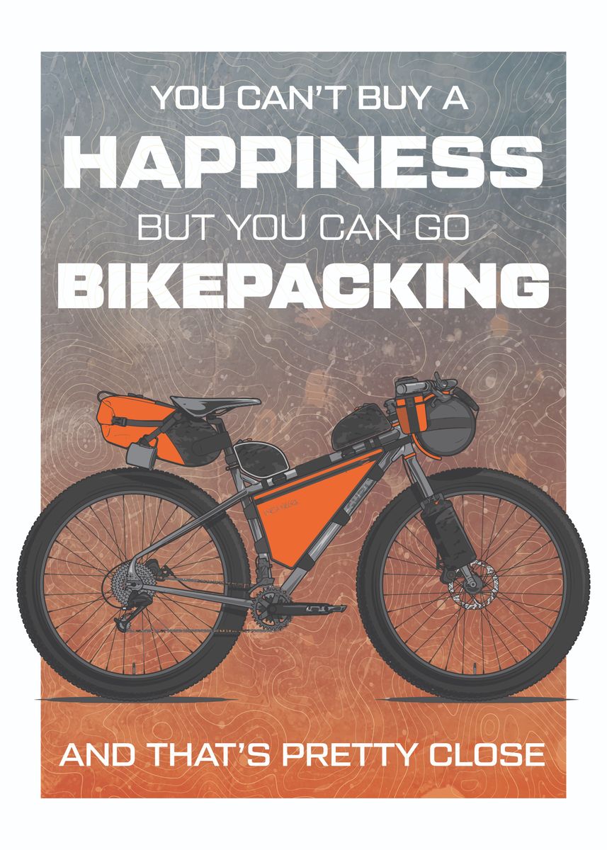 'Bikepacking Touring Camping Bike Poster' Poster, picture, metal print ...