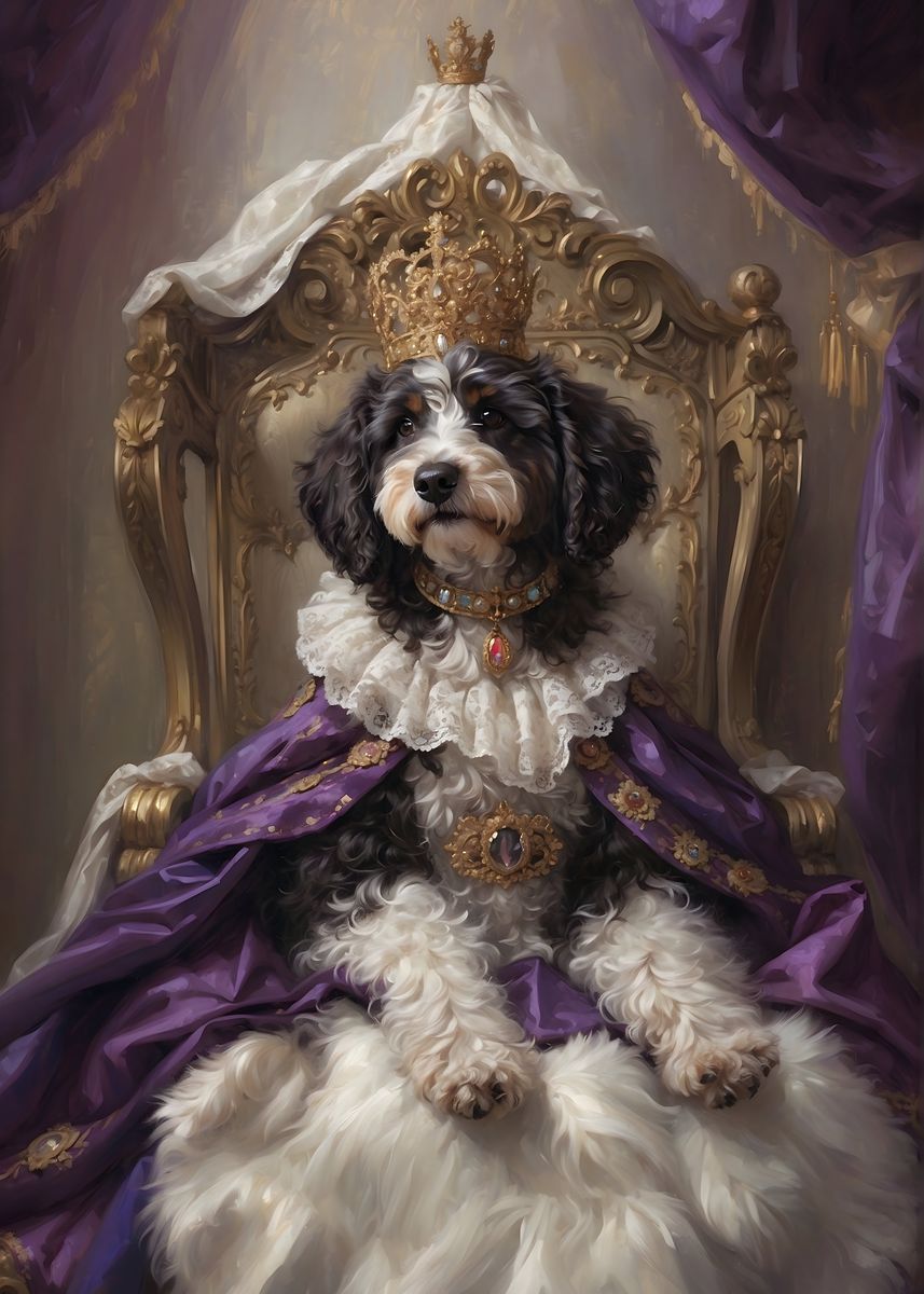 'Royal Canine Majesty: A Regal Portrait of a Dog on Throne' Poster ...