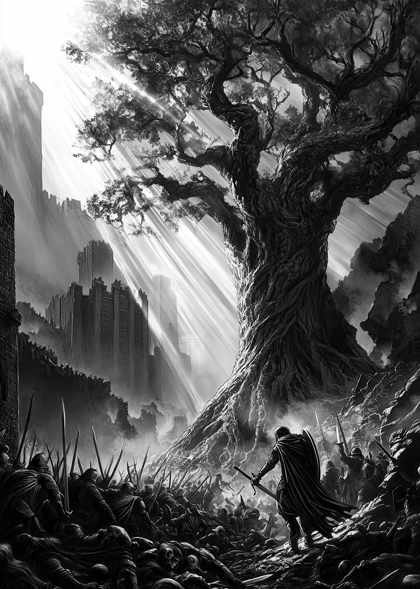 'Lone Warrior After Battle' Poster, picture, metal print, paint by ...