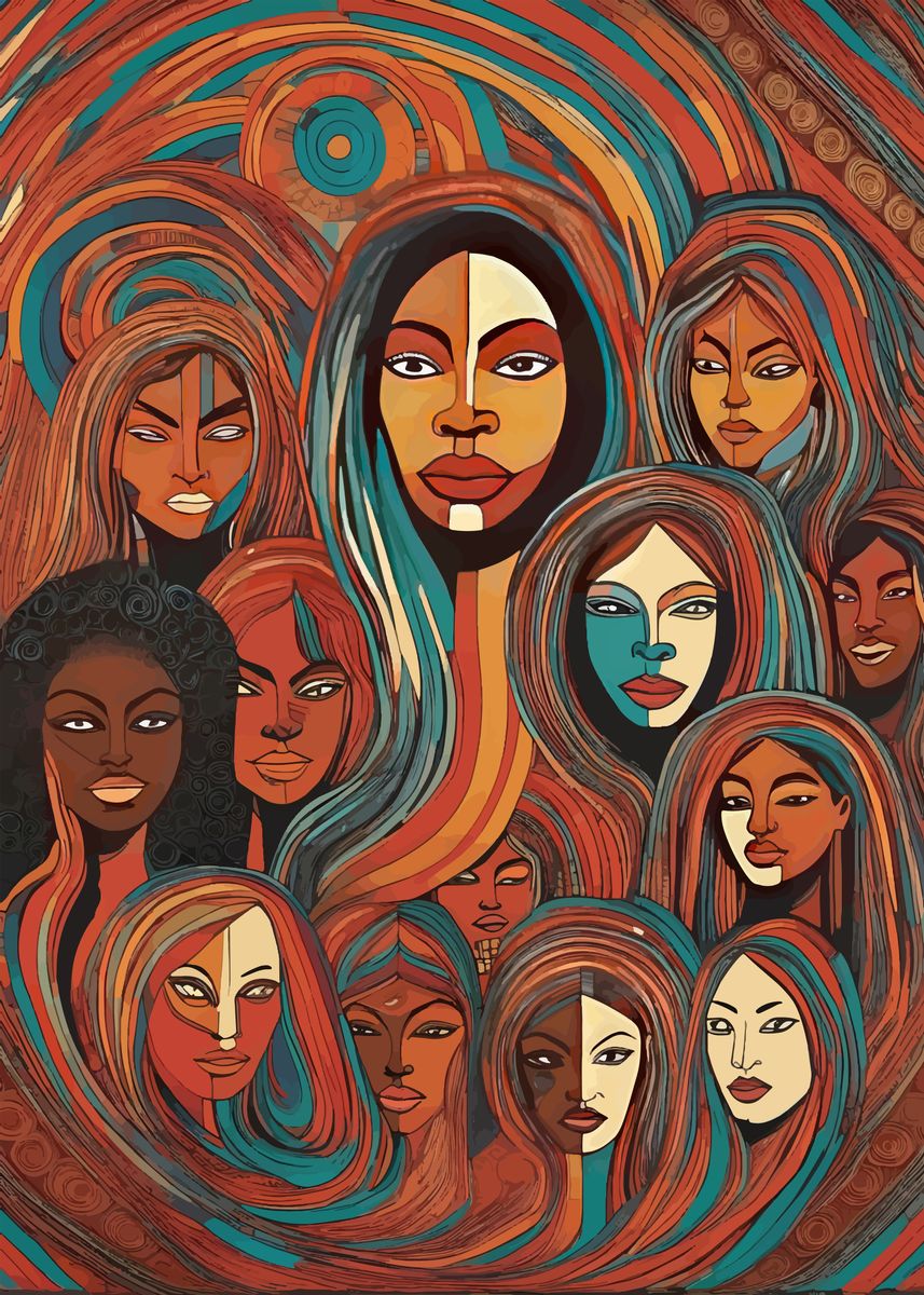 'Women of Color Portrait' Poster, picture, metal print, paint by ...