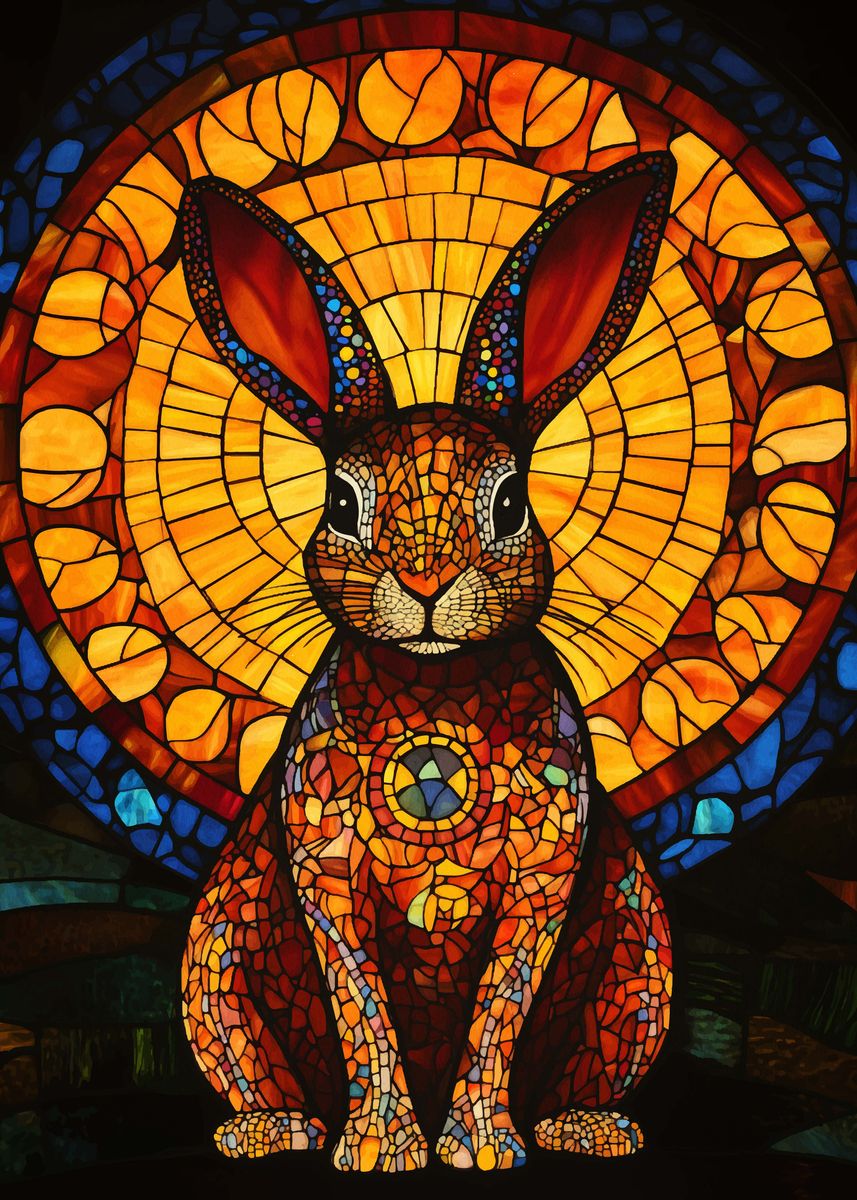 'Stained Glass Rabbit' Poster, picture, metal print, paint by Fionn ...