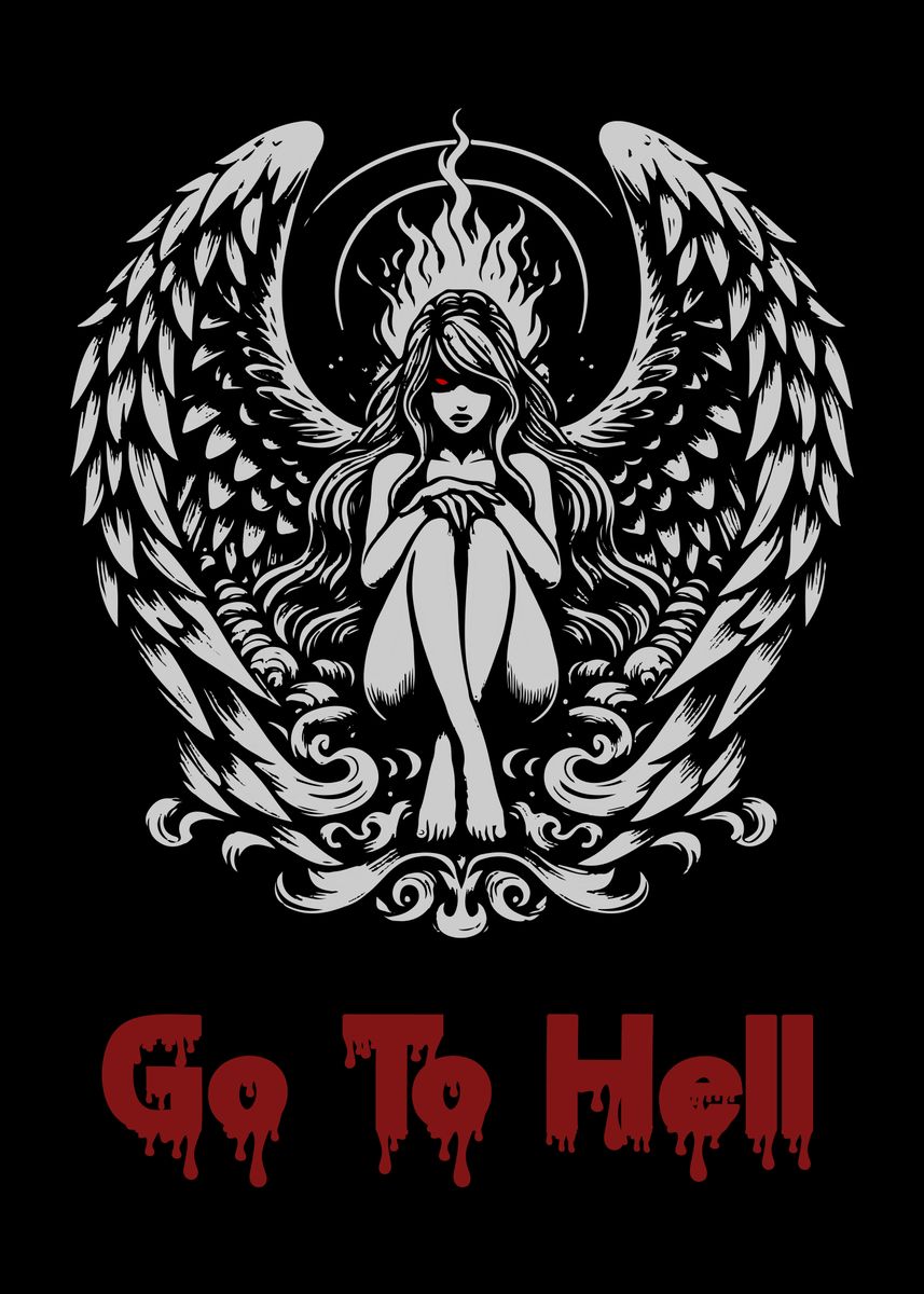 'Fallen Angel Go To Hell' Poster, picture, metal print, paint by ...