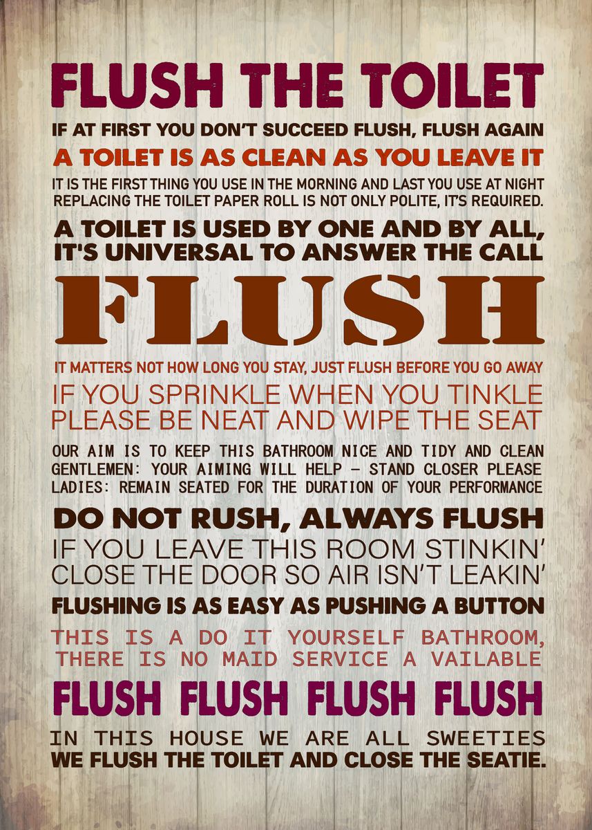 'Flush the Toilet Sign - Flush The Toilet Funny WC' Poster, picture ...