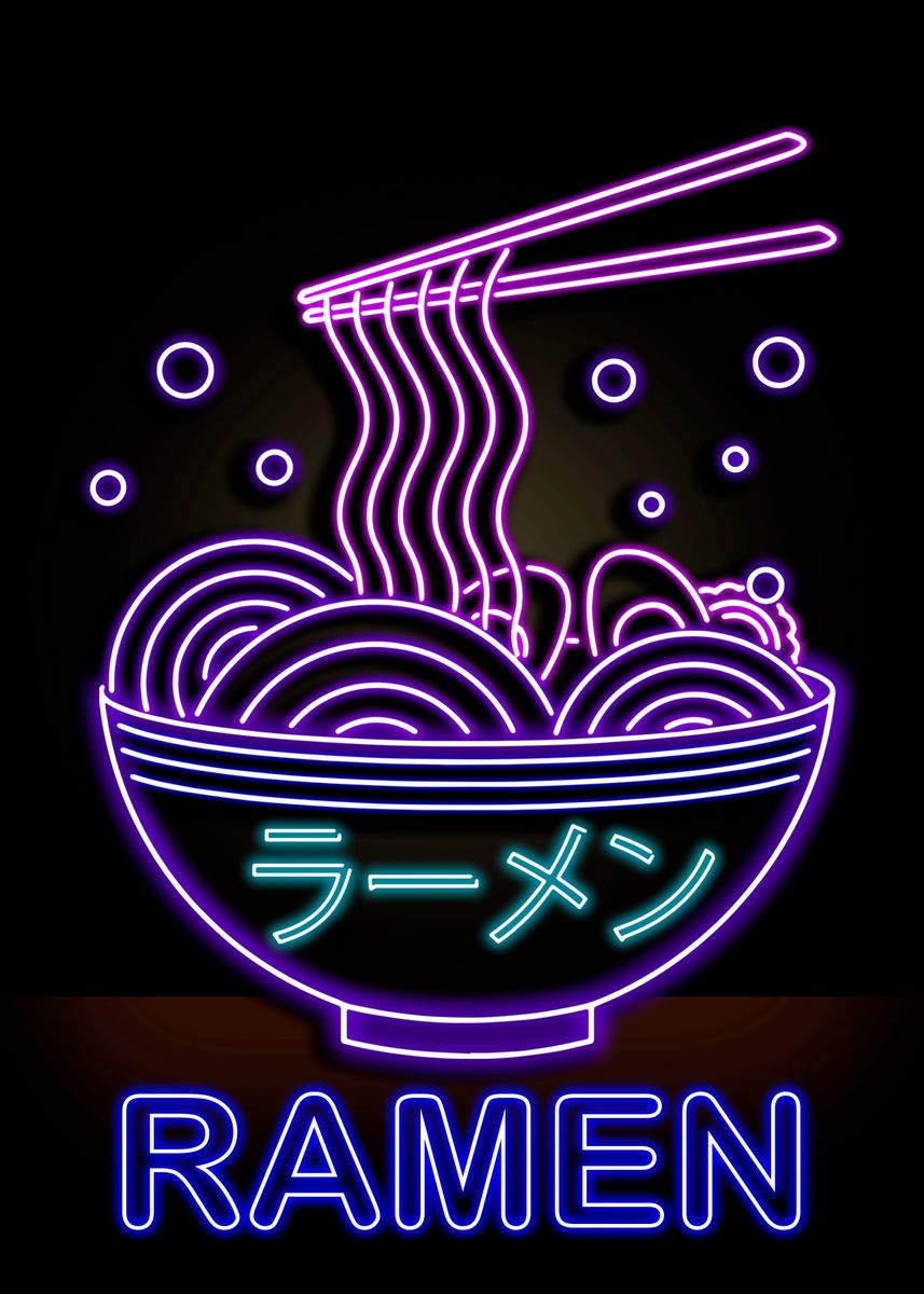 'Neon Ramen Noodles ' Poster, picture, metal print, paint by Nature ...
