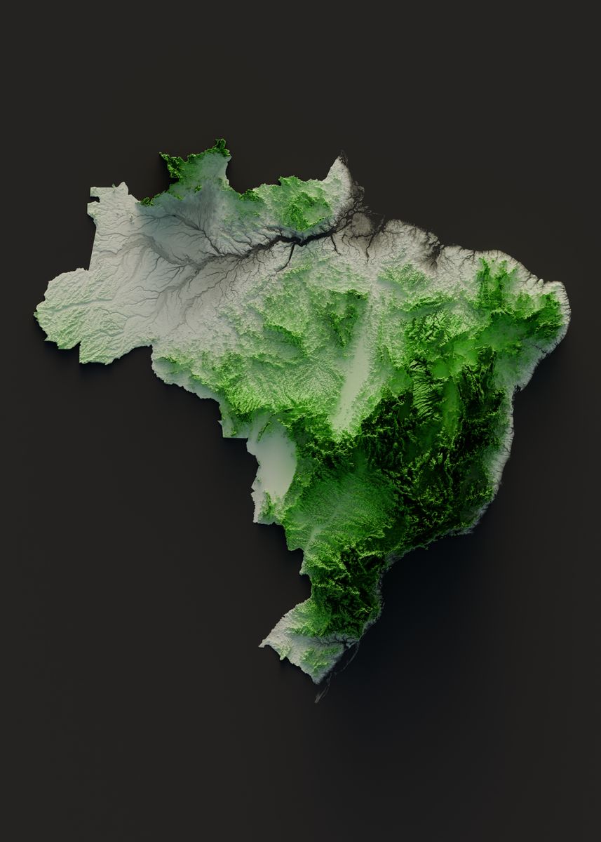 'Brazil Topography ' Poster, picture, metal print, paint by Antoine ...