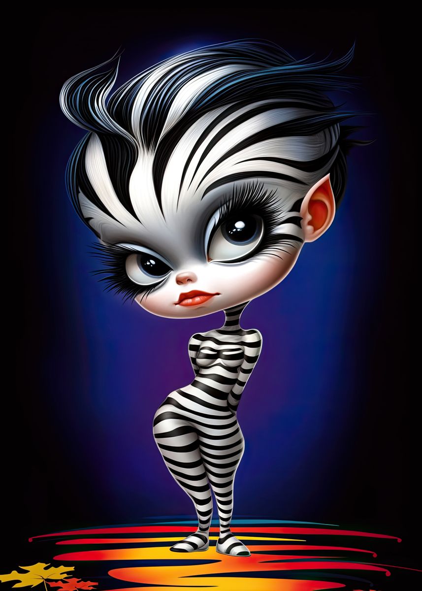 'Zebra Girl Whimsical Art' Poster, picture, metal print, paint by ...