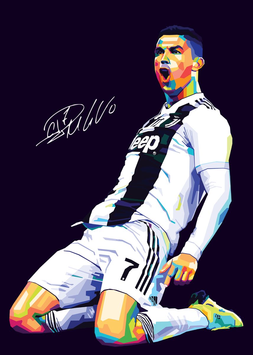 'Cristiano Ronaldo Pop Art Signature' Poster, picture, metal print ...