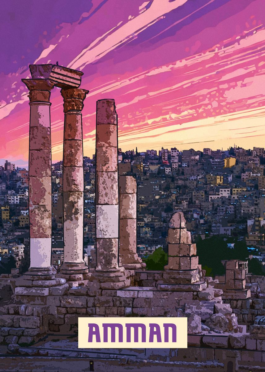 'Amman' Poster, picture, metal print, paint by Bo Kev | Displate