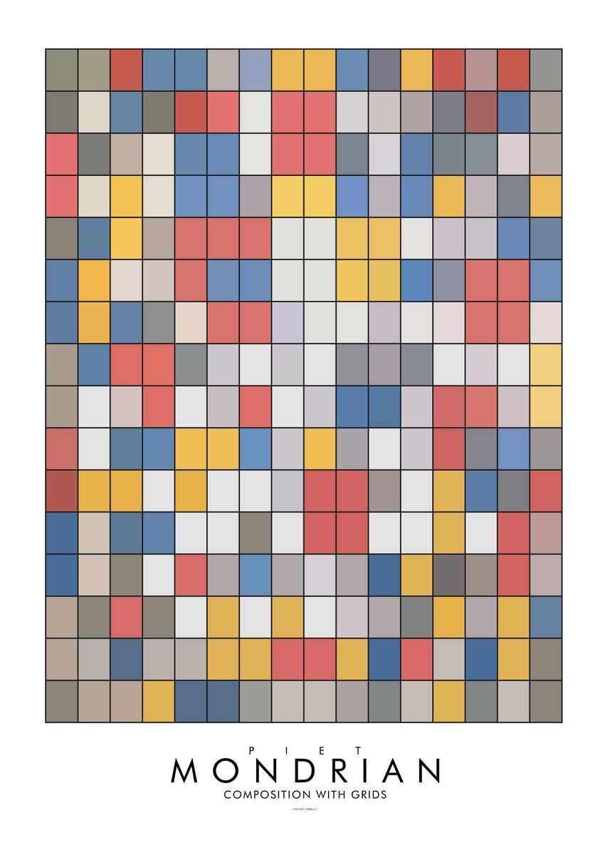 'Mondrian Grids P' Poster, picture, metal print, paint by POP ART WORLD | Displate