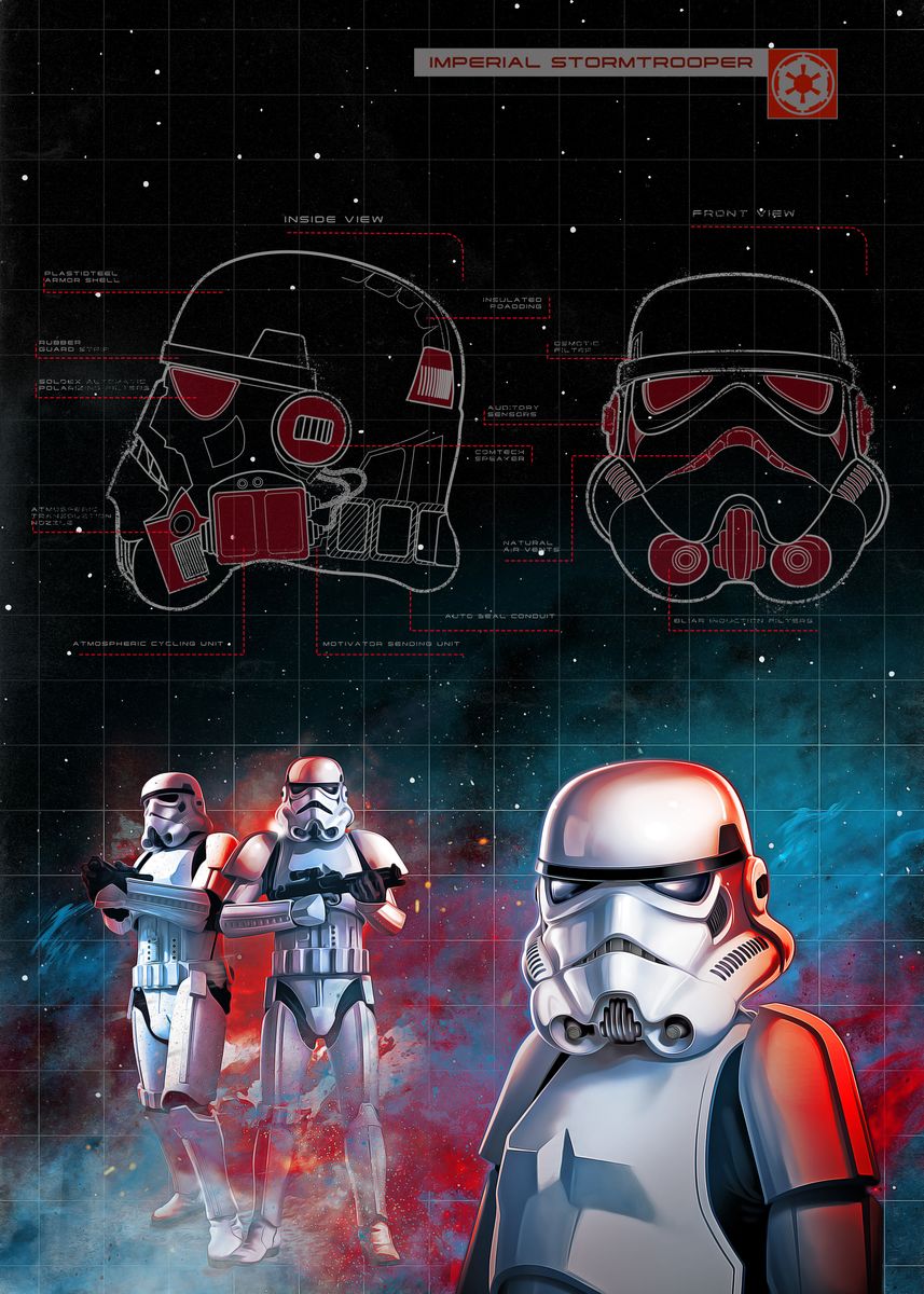 'Trooper Helmet Schematic' Poster, picture, metal print, paint by Star ...