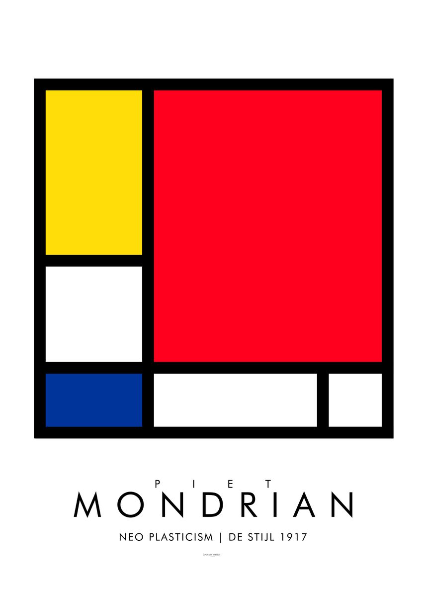 'Mondrian Basic' Poster, picture, metal print, paint by POP ART WORLD | Displate
