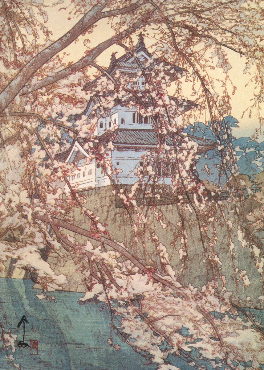 'Japanese Castle in Bloom' Poster, picture, metal print, paint by Sam ...