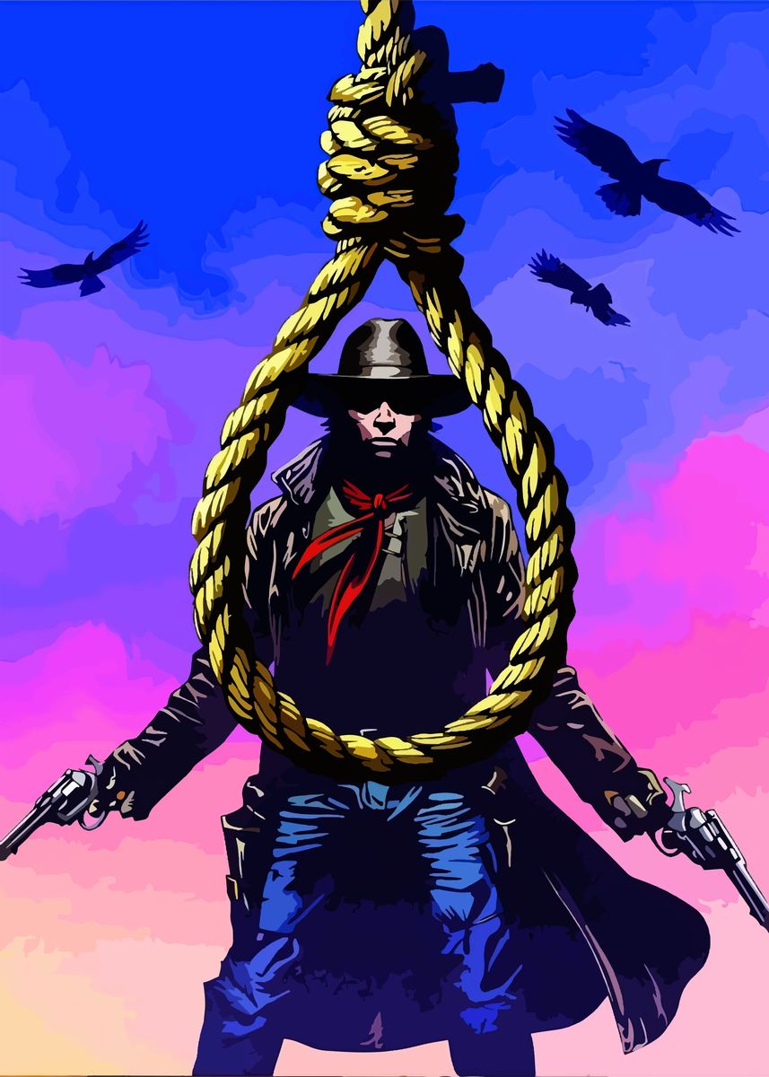 'Cowboy with Noose' Poster, picture, metal print, paint by sakim black ...