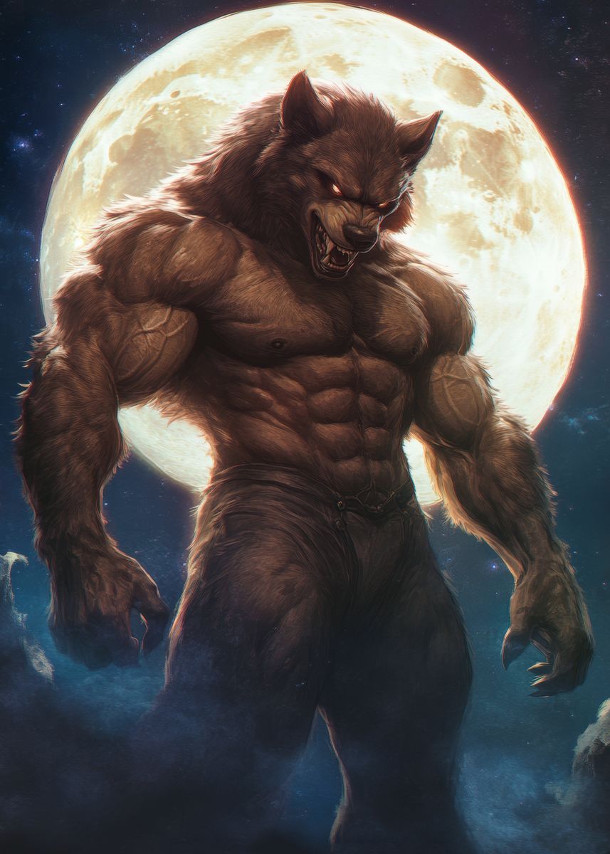 'Werewolf Under Full Moon' Poster, picture, metal print, paint by Anass ...