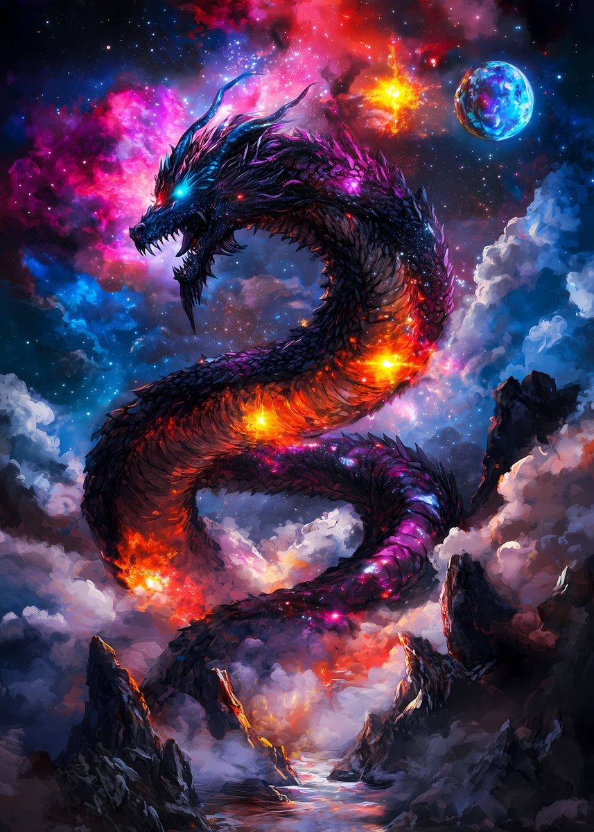 'Cosmic Dragon' Poster, picture, metal print, paint by ...