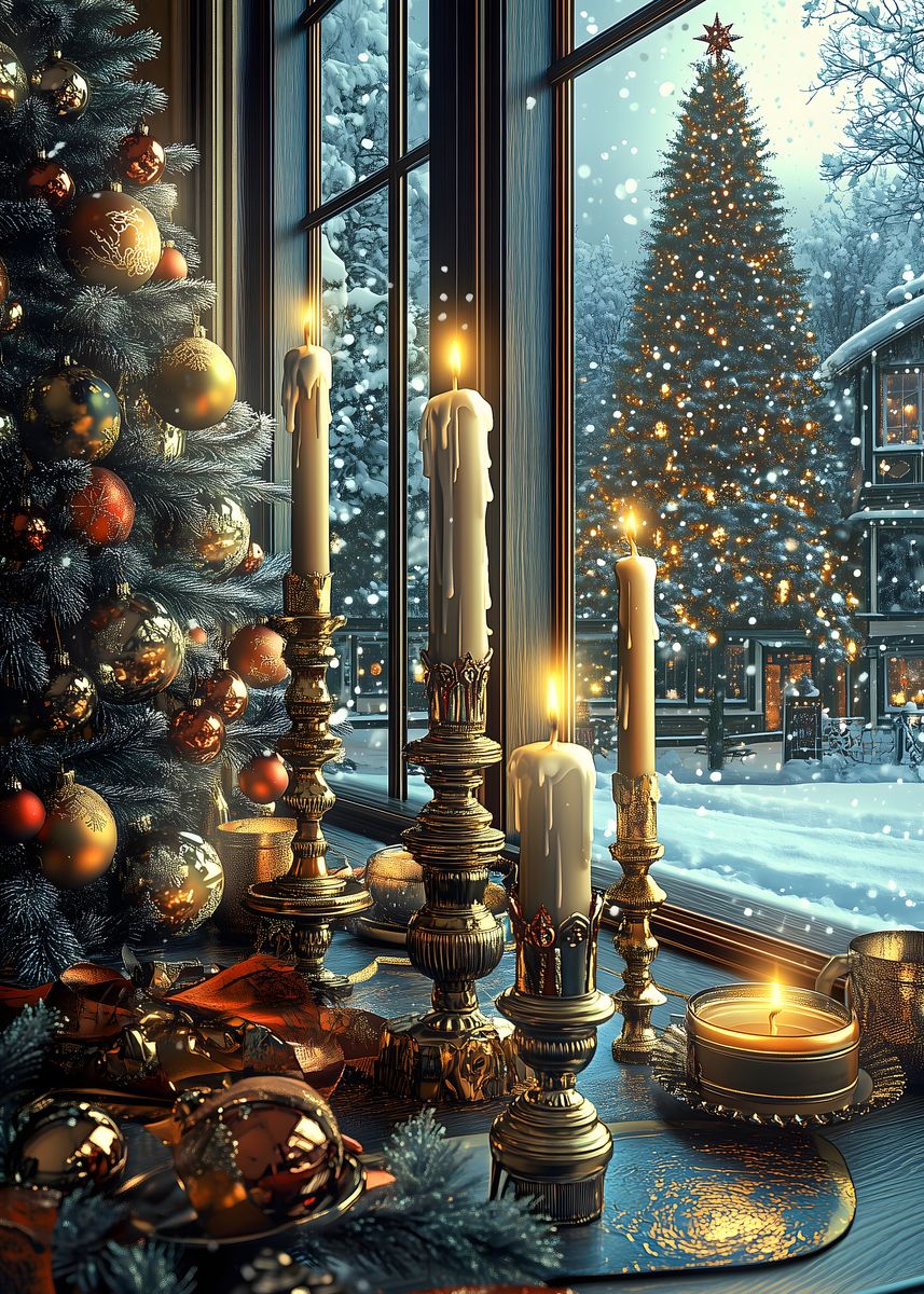'Christmas Window View' Poster, picture, metal print, paint by Spud ...