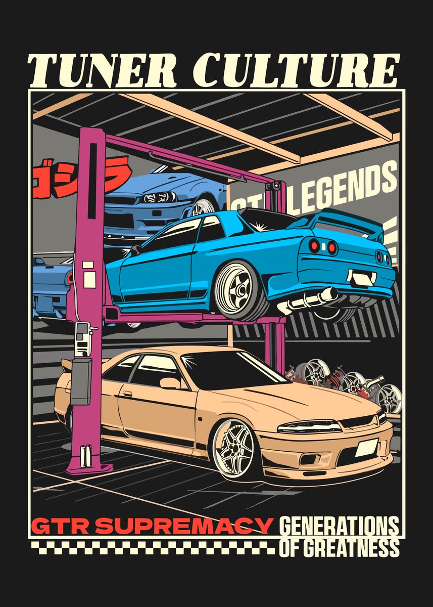 'Tuner Culture GTR Poster' Poster, picture, metal print, paint by ...