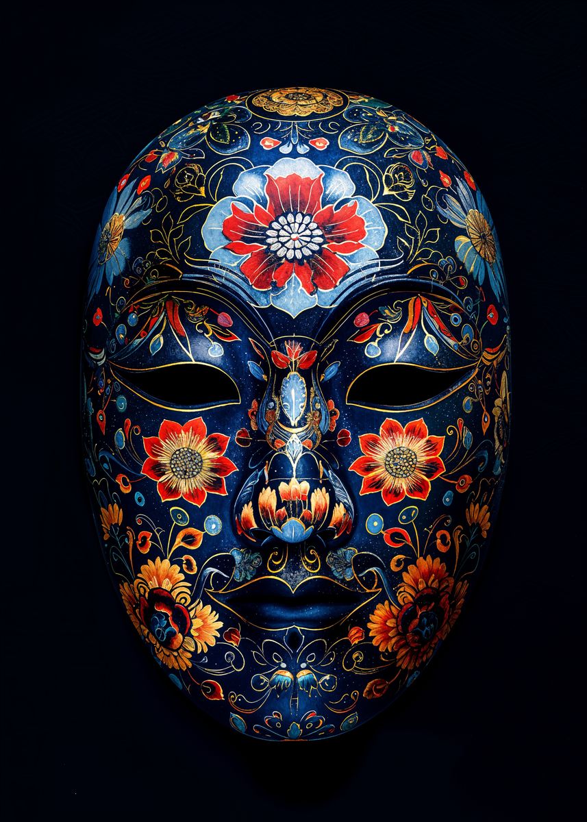 'Floral Mask' Poster, picture, metal print, paint by SuperNova | Displate