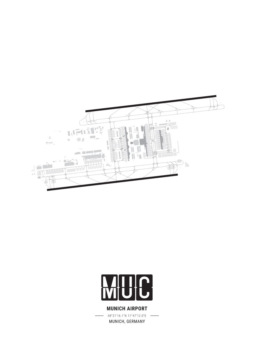 'Munich Airport Layout' Poster, picture, metal print, paint by ...