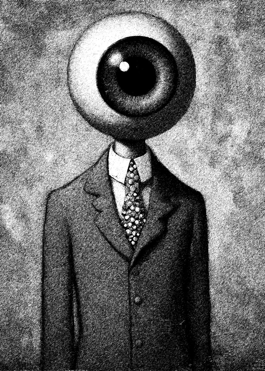 'Eye Man in Suit' Poster, picture, metal print, paint by AZTEX | Displate