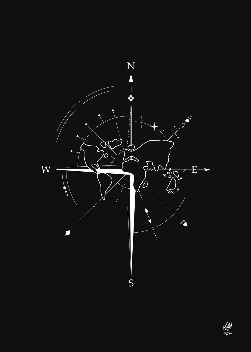 'World Compass Minimalist Art' Poster, picture, metal print, paint by ...
