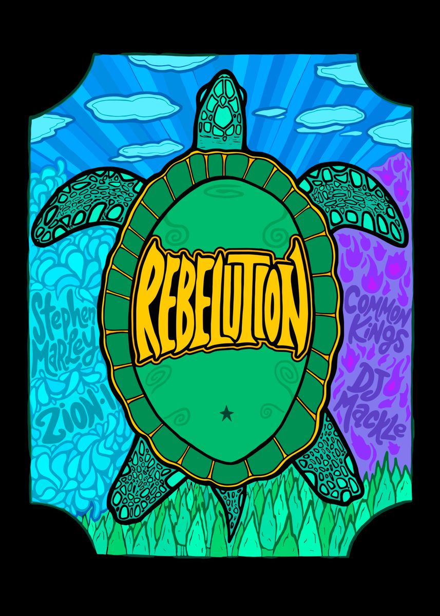 'Rebelution Turtle Poster' Poster, picture, metal print, paint by ...