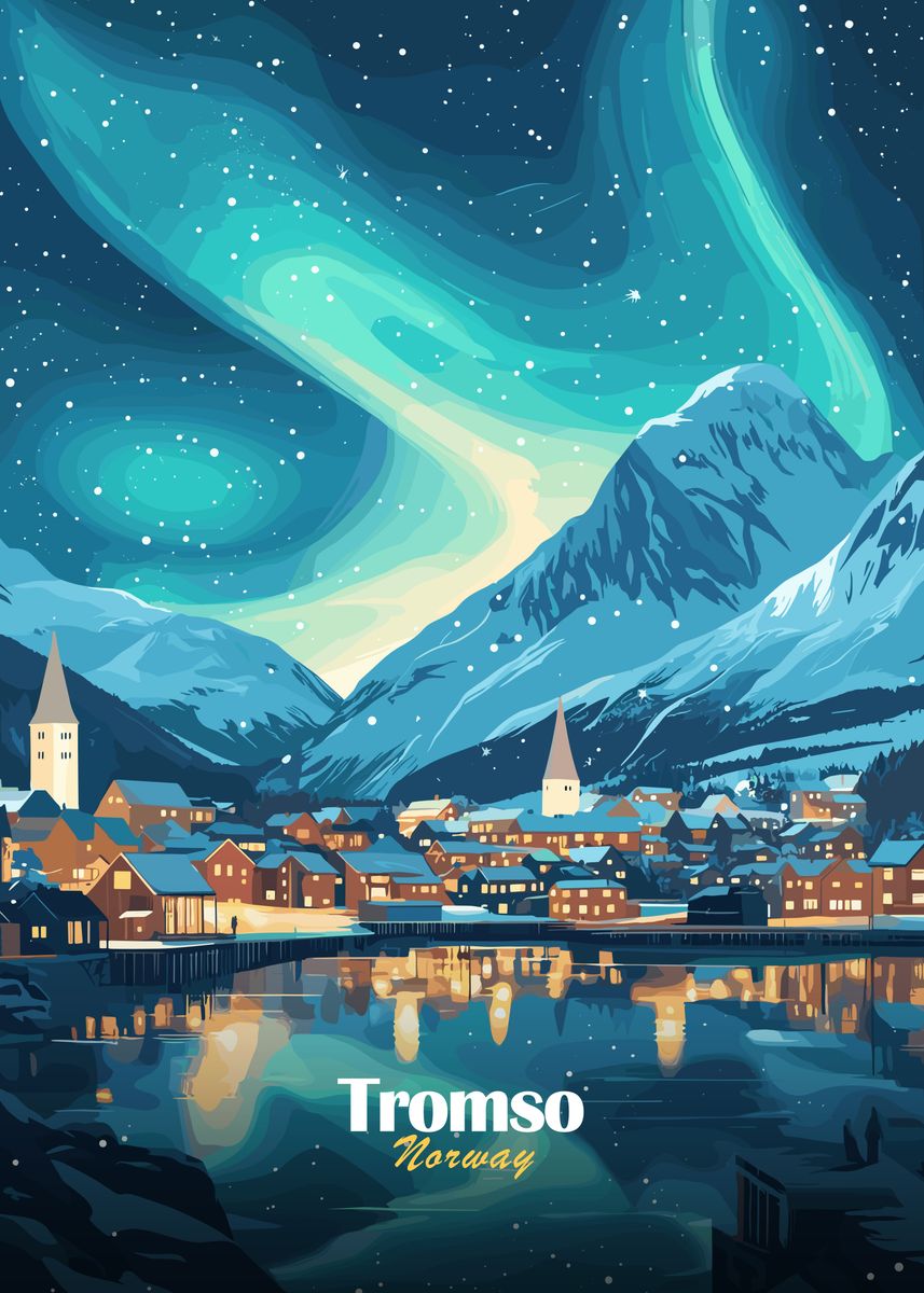 'Tromso, Norway Night Sky' Poster, picture, metal print, paint by Mason ...