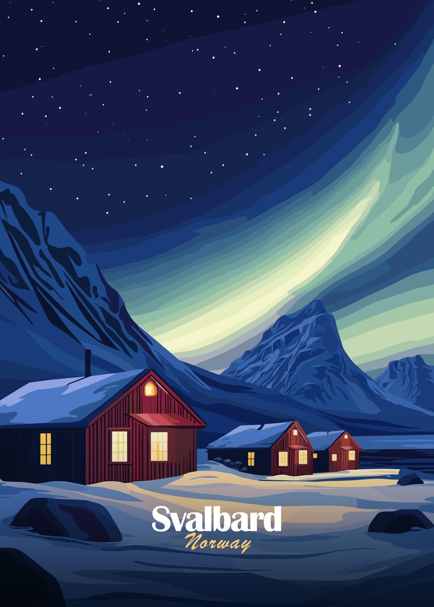 'Svalbard Aurora Borealis' Poster, picture, metal print, paint by Mason ...