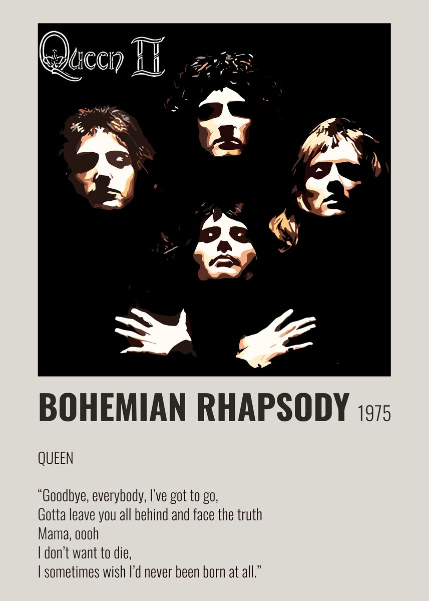 'Queen Bohemian Rhapsody Album Cover' Poster, picture, metal print ...