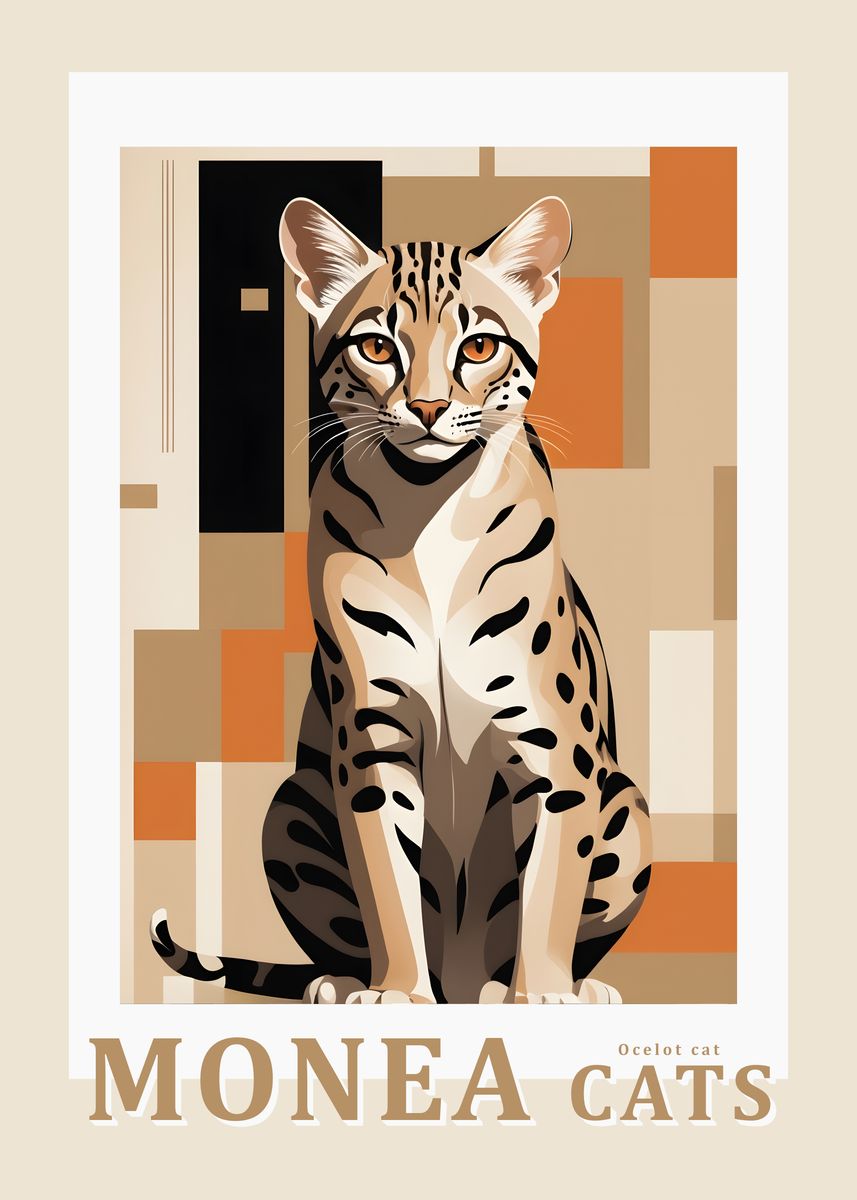 'Abstract Ocelot Cat Illustration' Poster, picture, metal print, paint ...