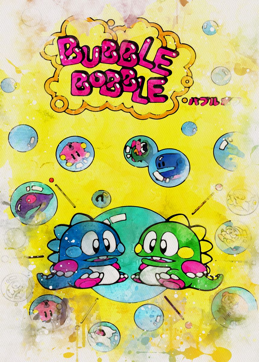 'Bubble Bobble Watercolor Art' Poster, picture, metal print, paint by ...