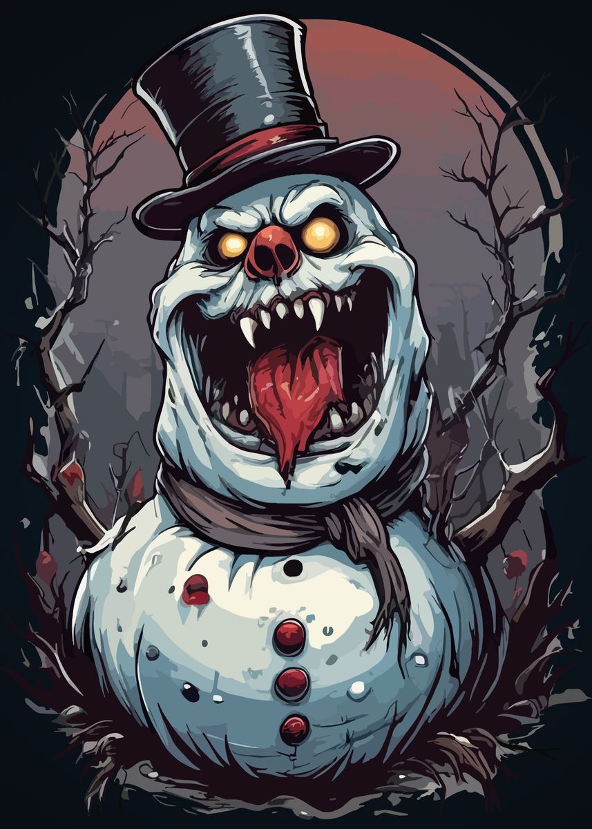 'Evil Snowman Illustration' Poster, picture, metal print, paint by ...