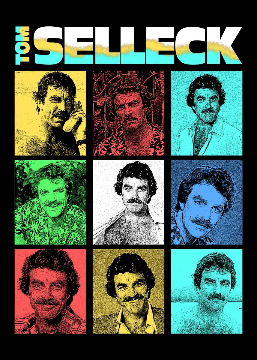 'Tom Selleck Collage' Poster, picture, metal print, paint by Arif ...