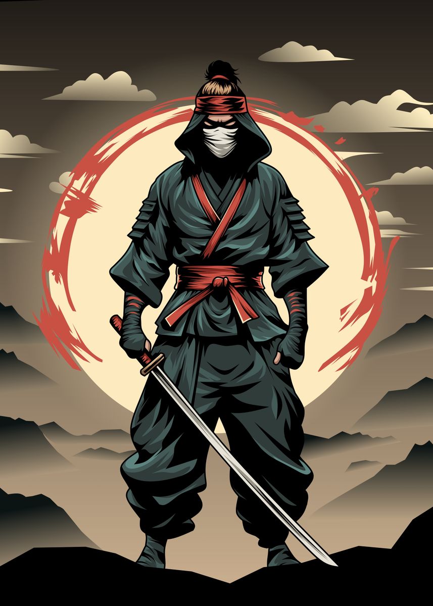 'Ninja Warrior Illustration' Poster, picture, metal print, paint by ...