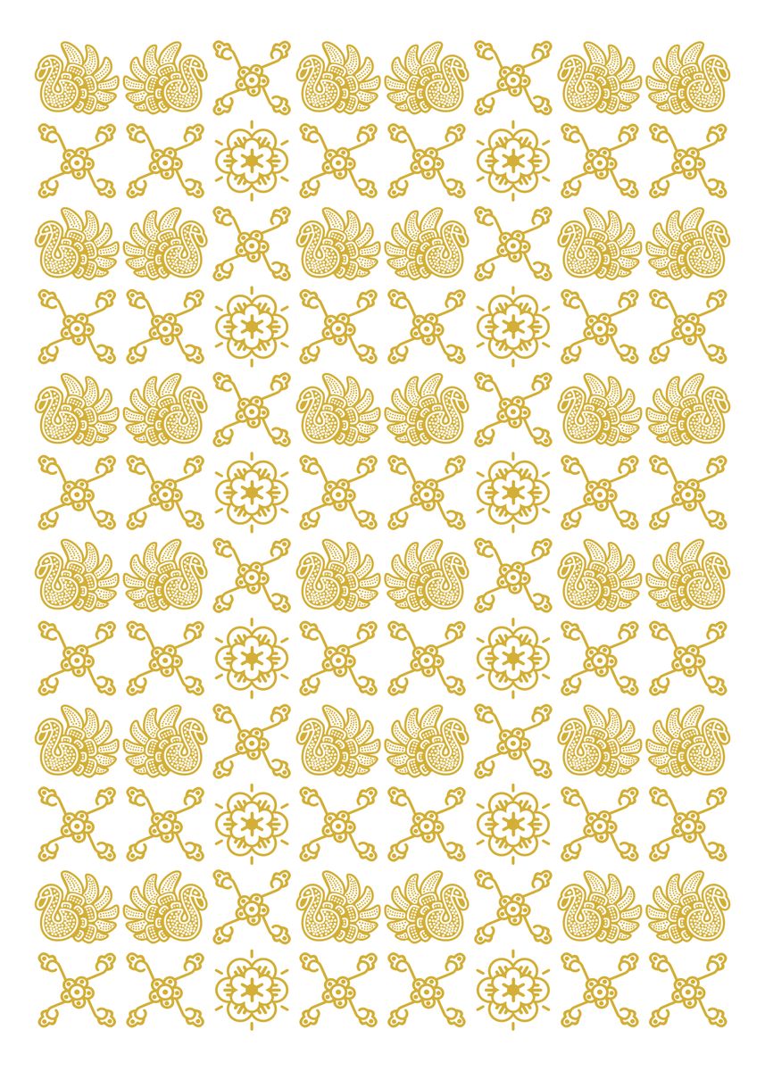 'Batik Jambi Gold Floral Pattern' Poster, picture, metal print, paint ...
