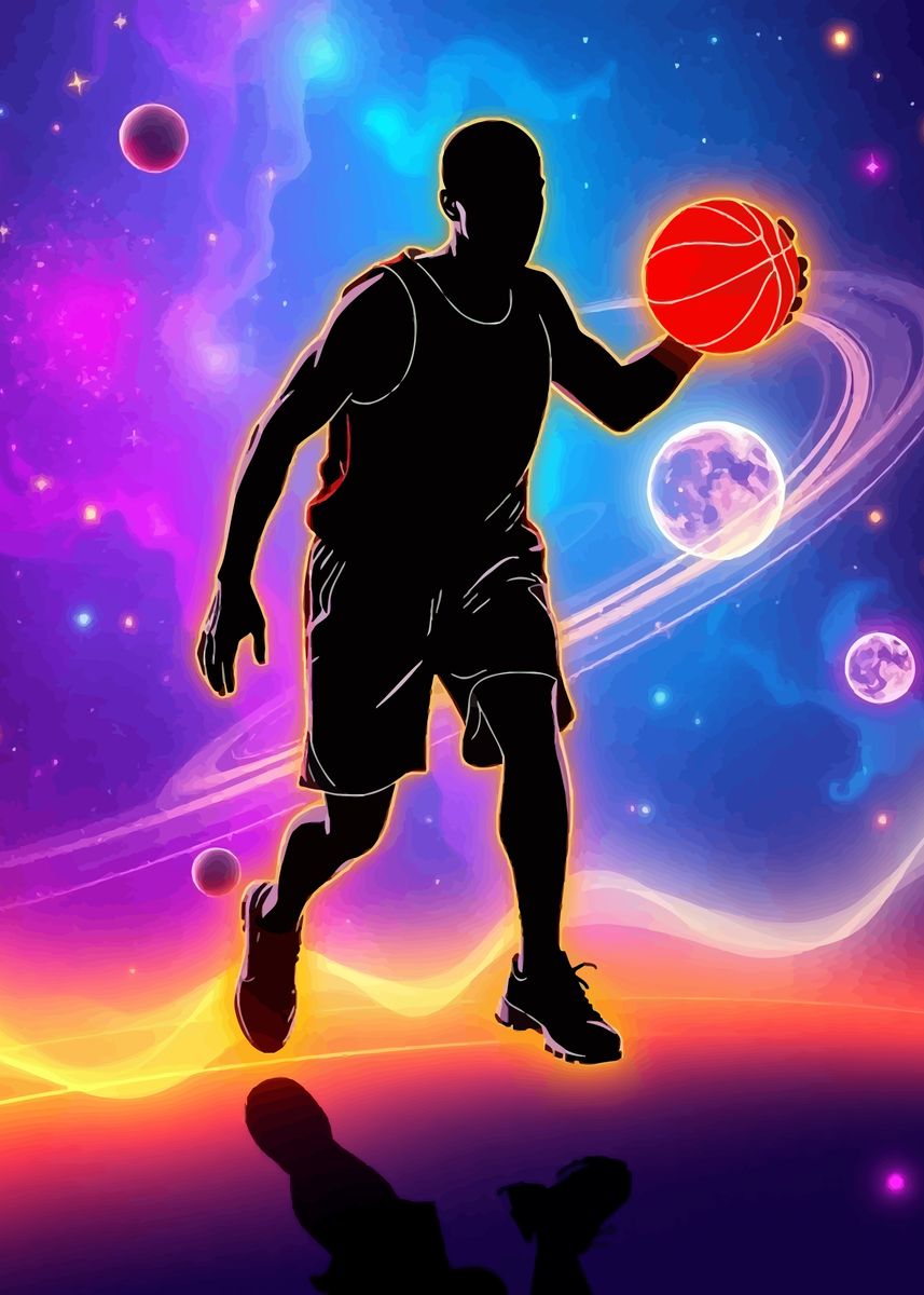 'Space Basketball' Poster, picture, metal print, paint by DUMBROS ...