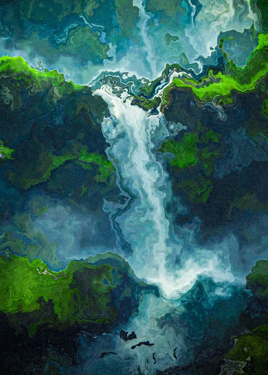 'Lush Torrent' Poster, picture, metal print, paint by Third Sky | Displate