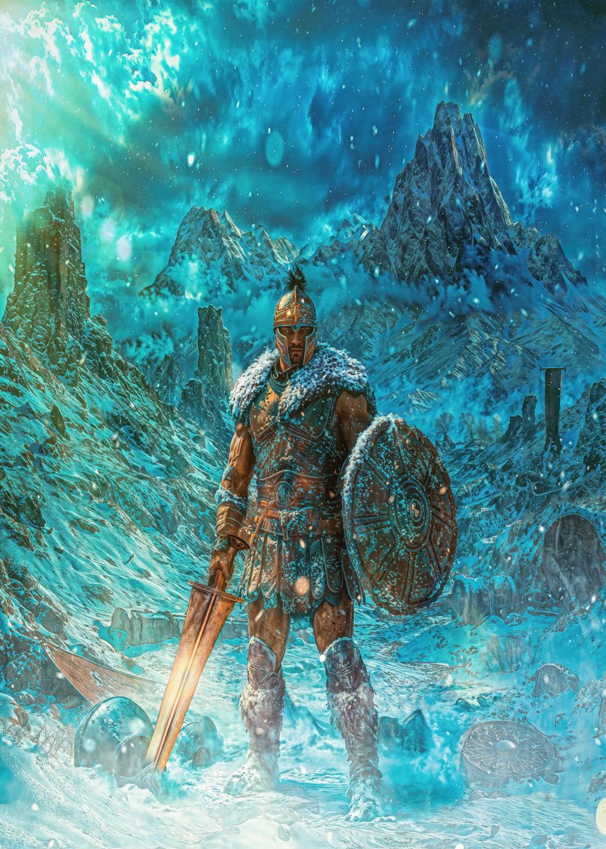 'Gladiator warrior in a frozen landscape' Poster, picture, metal print ...