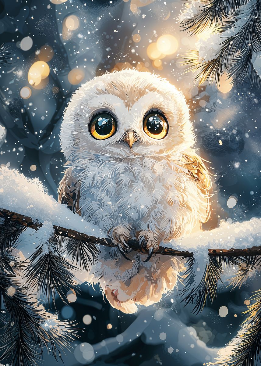 'Snowy Owl Portrait' Poster, picture, metal print, paint by SuperNova ...